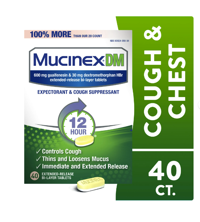 Mucinex DM, Cough Suppressant and Expectorant 12 Hr Relief Tablets, 20 ...
